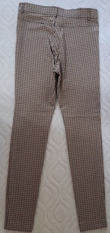 ZARA ženske pantalone – karirani dezen (crno-belo-braon), veličina M