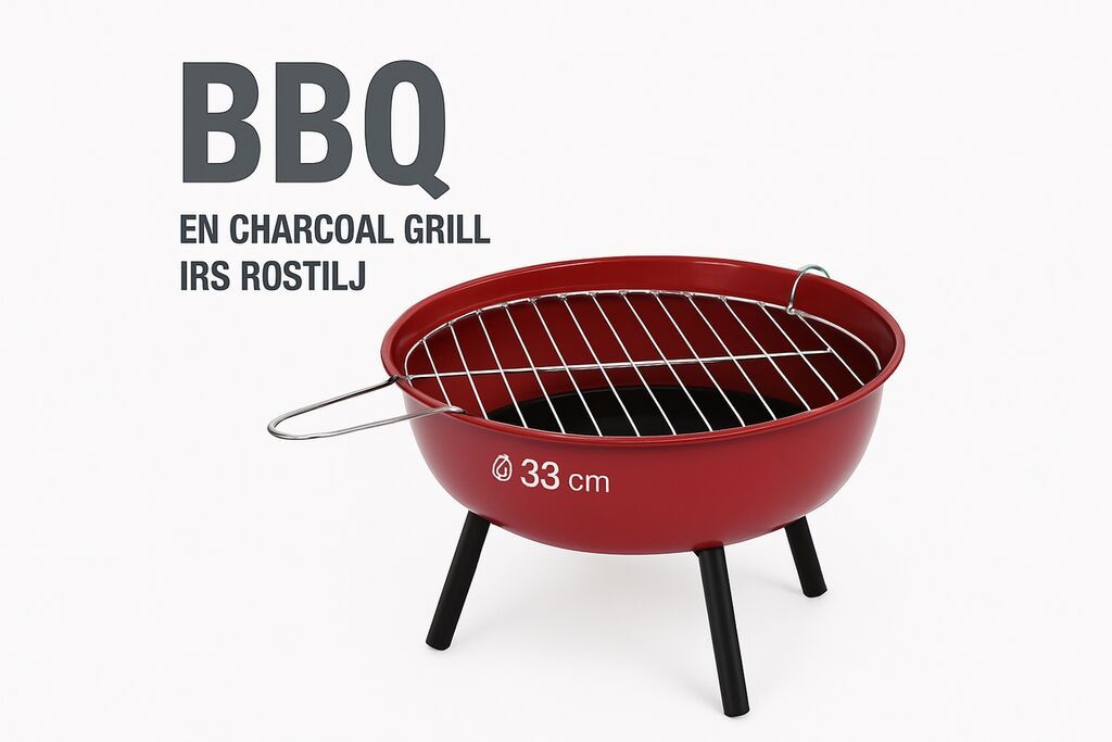 Rostilj na ugalj – prečnik 33 cm - Kompaktan, okrugli BBQ roštilj na