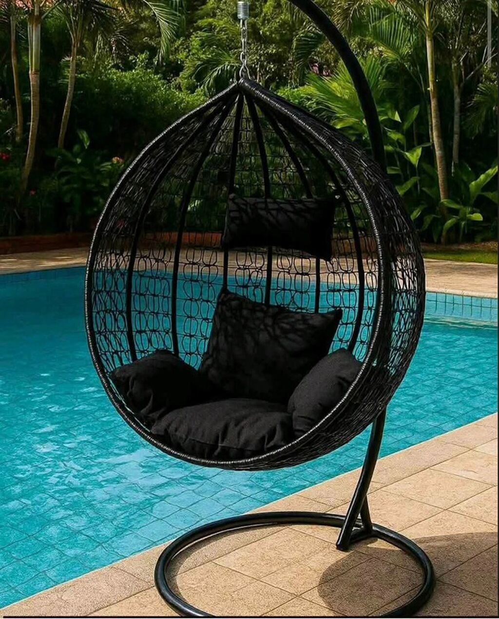 Ring viseća ljuljaška 107x64x199 cm – crna | moderan dizajn Elegantna