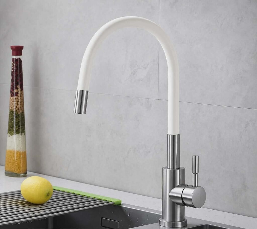    Kuhinjska slavina sa fleksibilnim J izlivom – inox Moderna i