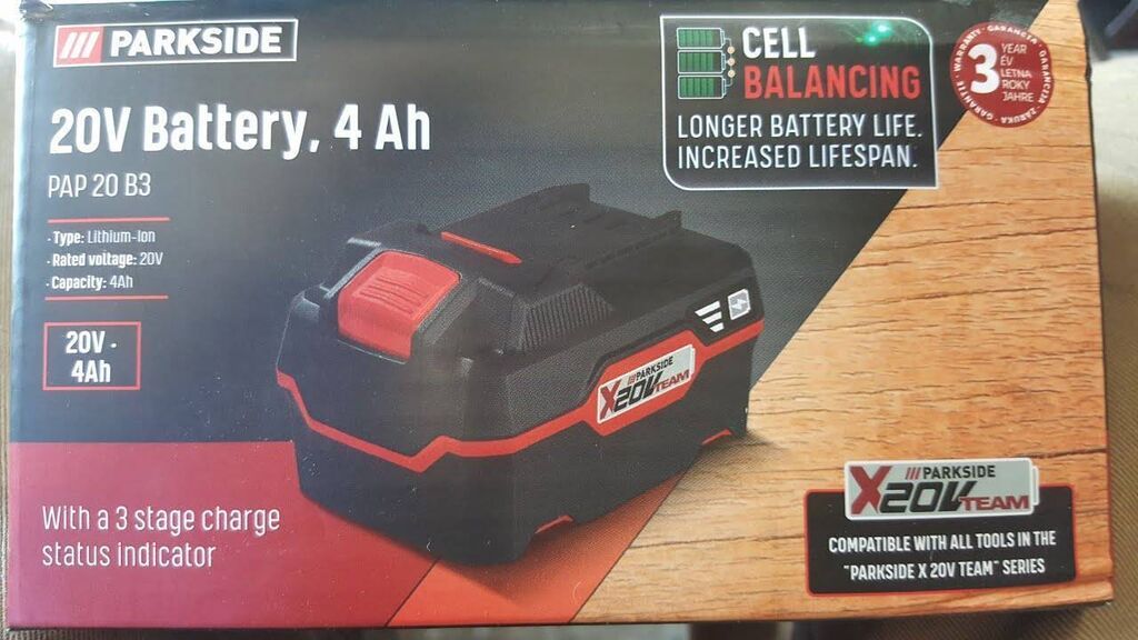 Baterija Parkside 4Ah 20V PAP 20 B3, 3 godine garancije fiskalni