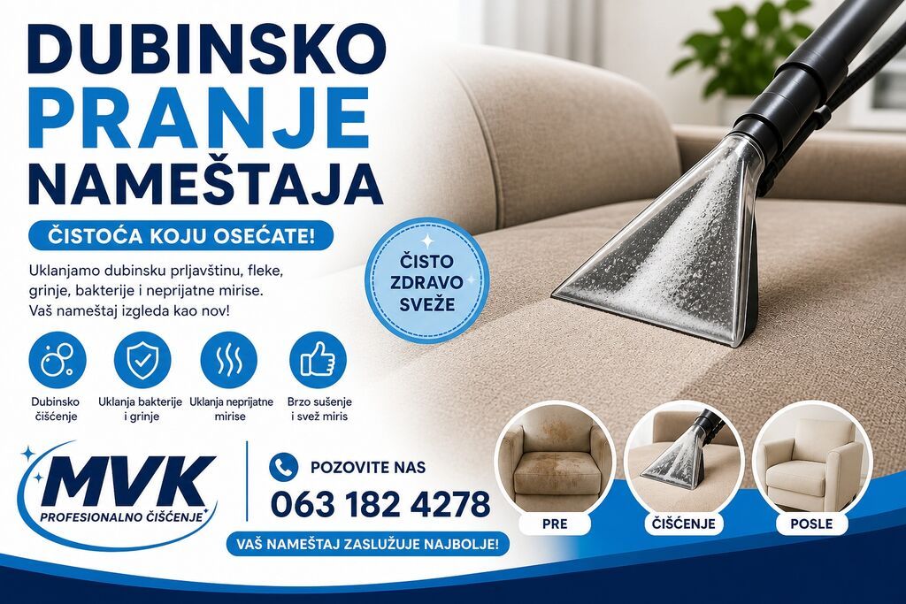 Profesionalno dubinsko pranje nameštaja – MVK - Temeljno uklanjanje