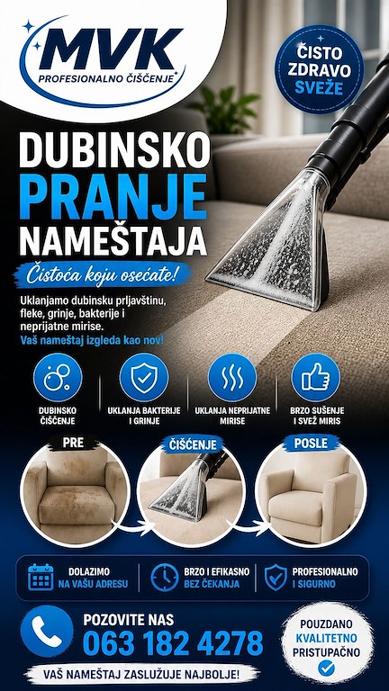 Profesionalno dubinsko pranje nameštaja – čisto, zdravo, sveže -
