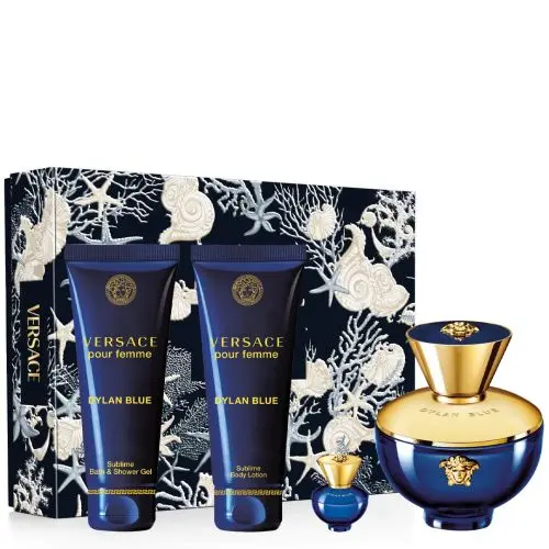 Versace Ženski poklon set Dylan Blue Pour Femme, EDP, 100 ml + Losion za telo, 100 ml + Gel za tuširanje, 100 ml + EDP, 5 ml
