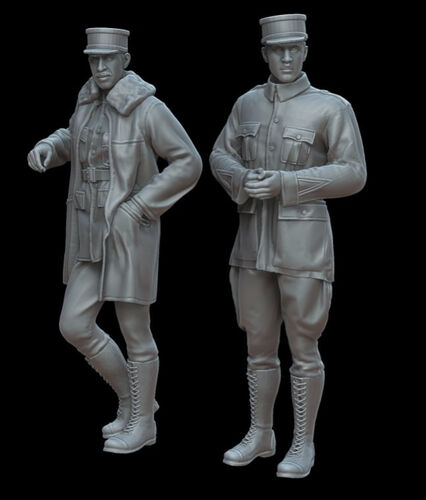 White Stork Miniatures F48028 French WWI Pilots (2 Figures / 3D-Printed)