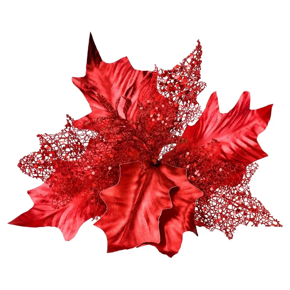 Festa Novogodišnja dekoracija Cvet Blossom, 28 cm, Crvena