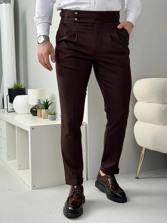 Muške OldMoney pantalone sa visokim i podesivim strukom