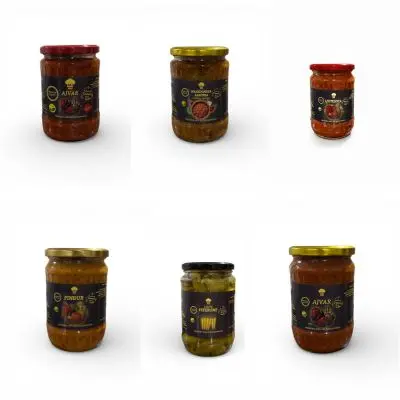 Oki Doki Makedonski mix- Ajvar Oki Doki blagi 550 g + Ajvar Oki Doki ljuti 550 g + Ljutenica 550 g + Pinđur 550 g + Makedonska zakuska 550g + Feferone ljute 690 g, 6/1