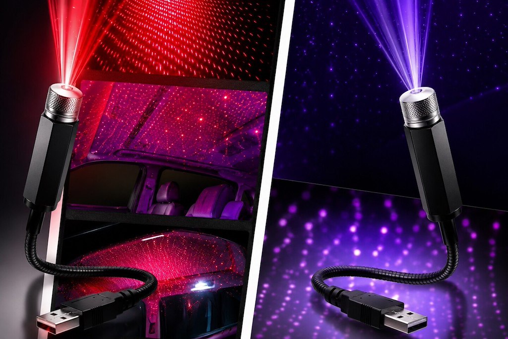 Zvezdana LED projekcija StarGalaxy, crvena i ljubičasta, USB, 1 komada    Atmosfera