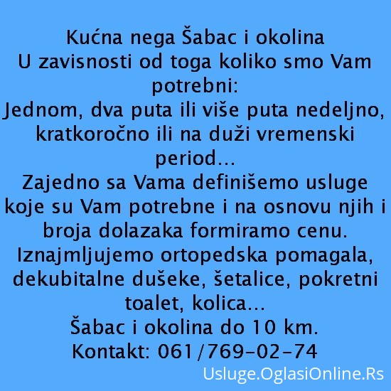 Kućna nega Šabac i okolina, Šabac