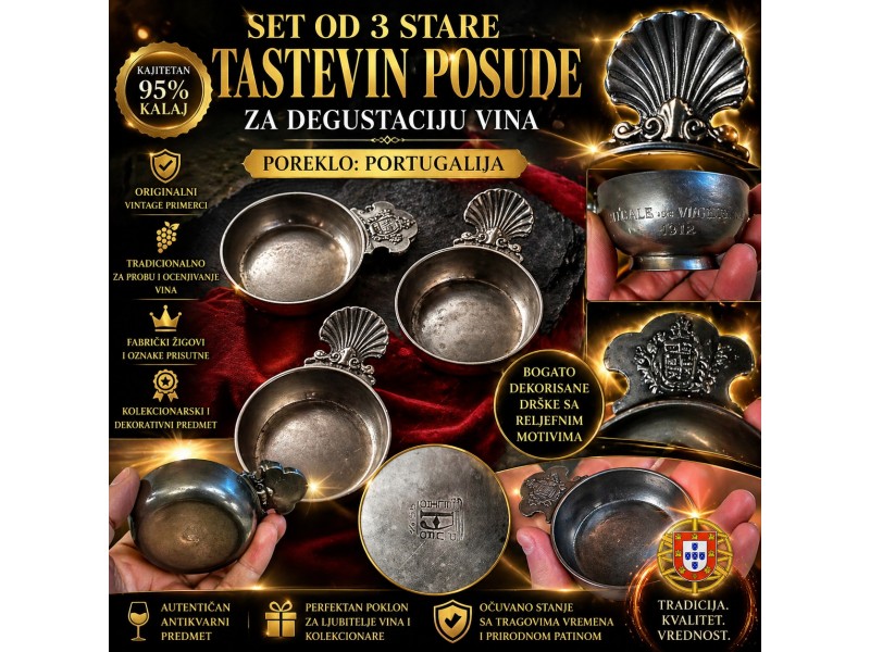 Set od 3 portugalske posude za degustaciju vina 1912