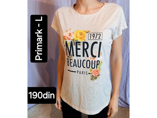 Primark ženska majica krem Paris L/40