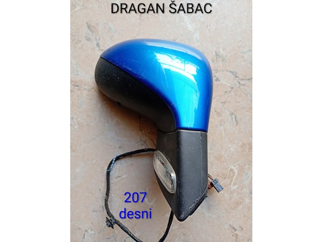 PEUGEOT 207 retrovizor desni plavi