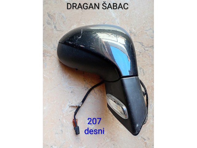 PEUGEOT 207 retrovizor desni crni