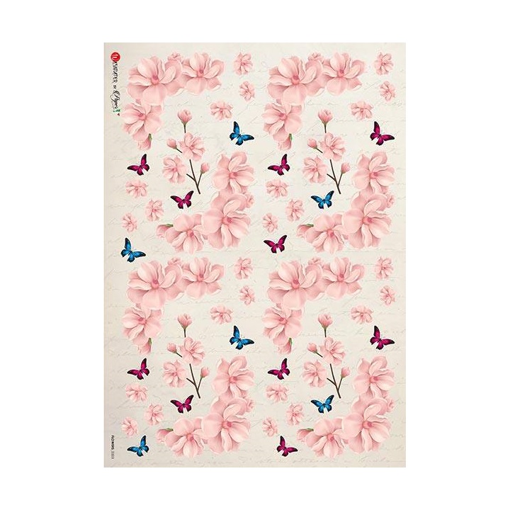 Pirinčani papir A3 Paper Design - Roze cveće