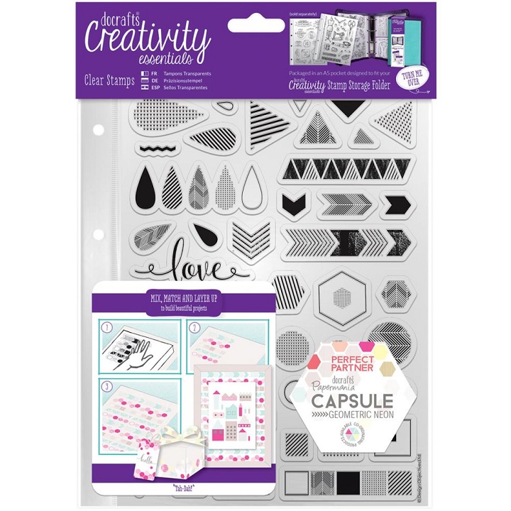 Akrilni pečati Geometric Neon - set od 45 pečata
