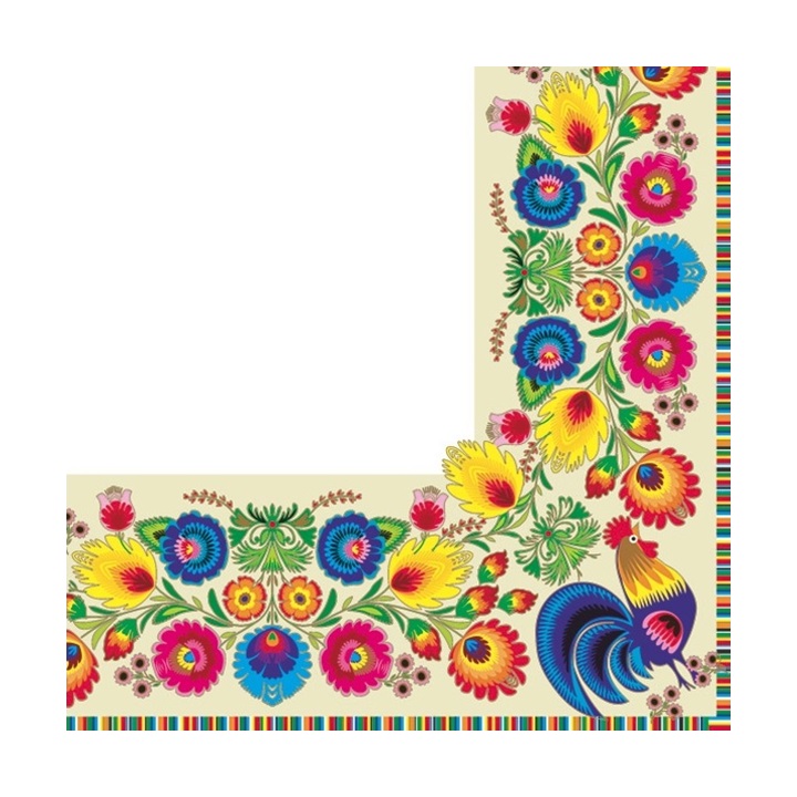 Salveta za dekupaž - Folklor White & Cream - 1 komad