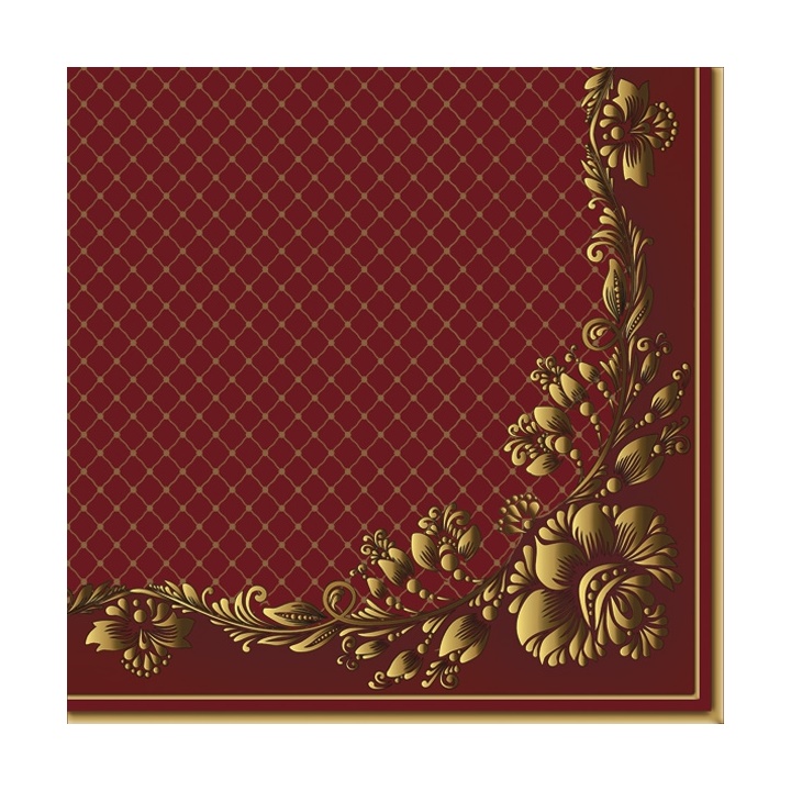 Eko salveta za dekupaž Gold Frame and Net on Crimson - 1 kom