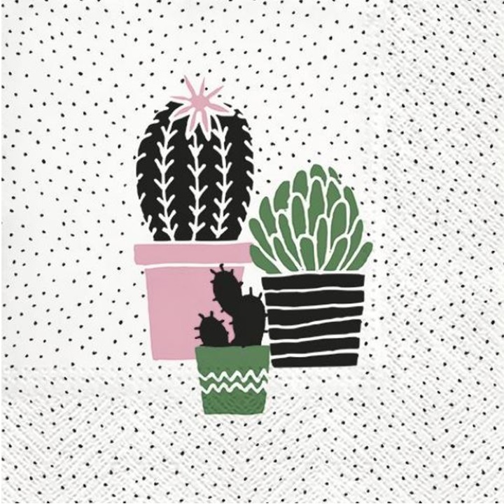 Salveta za dekupaž Cactus on Dots rose - 1 kom