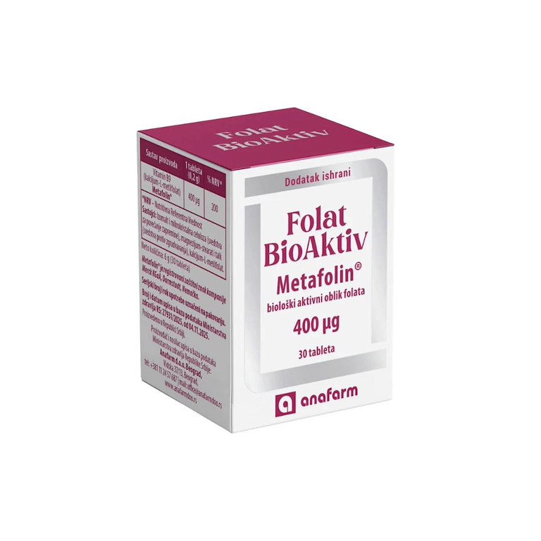 ANAFARM Folat BioAktiv Metafolin® 400 mcg 30 Tableta