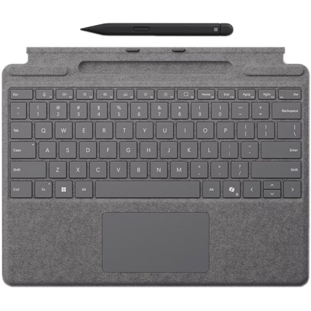 MICROSOFT SURFACE PRO KEYBOARD WITH SLIM PEN 2 BUNDLE FOR PRO COPILOT+ (11TH EDITION), PRO 9 AND PRO 8, ALCANTARA MATERIAL, PLATINUM