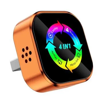Q1A 4-IN-1 WIRELESS CARPLAY/ANDROID AUTO ADAPTER WITH AIRPLAY AND MIRROR LINK - ORANGE / COLORFUL