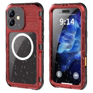 IPHONE 16 PLUS SHELLBOX M SERIES IP68 WATERPROOF CASE - DIVING COVER WITH MAGSAFE COMPATIBILITY - RED