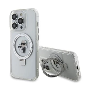 IPHONE 15 PRO MAX KARL LAGERFELD RINGSTAND KARL & CHOUPETTE MAG CASE - WHITE