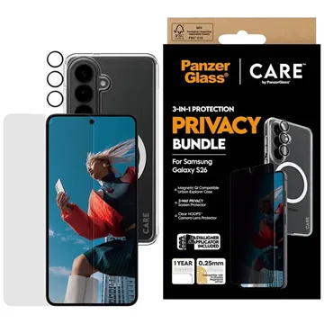 SAMSUNG GALAXY S26 PANZERGLASS CARE 3-IN-1 PRIVACY BUNDLE - TRANSPARENT