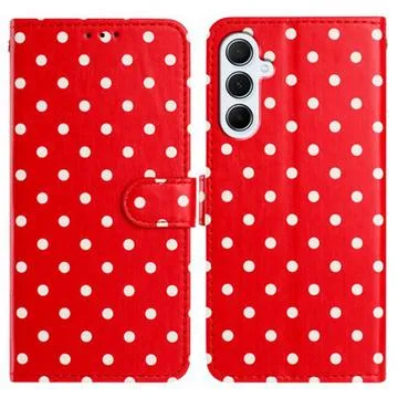 SAMSUNG GALAXY A37 POLKA DOT PATTERN WALLET CASE - RED