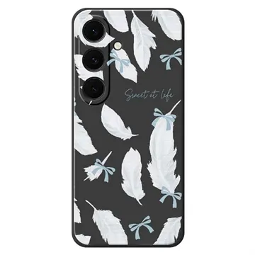 SAMSUNG GALAXY S25 FE FEATHER PATTERN TPU CASE - BLACK
