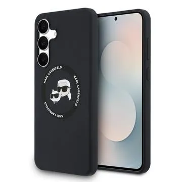 SAMSUNG GALAXY S25 FE KARL LAGERFELD DOUBLE HEADS LIQUID SILICONE MAGSAFE CASE - BLACK