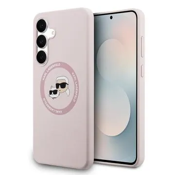 SAMSUNG GALAXY S25 FE KARL LAGERFELD DOUBLE HEADS LIQUID SILICONE MAGSAFE CASE - PINK
