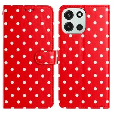 ONEPLUS NORD 6 POLKA DOT PATTERN WALLET CASE - RED