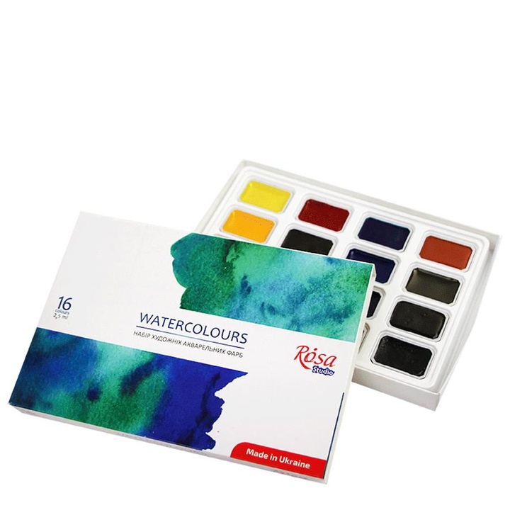 Set akvarel boja, ROSA STUDIO , 16x2,5ml, pune posude, karton