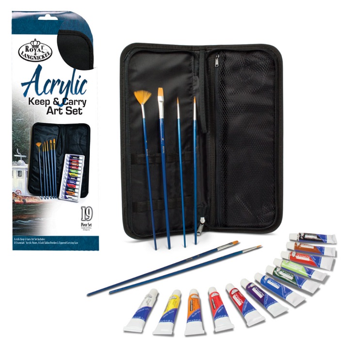 Set akrilnih boja Essentials u pernici - 19 delova