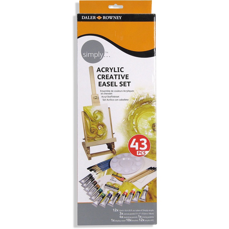 Kreativni akrilni set sa štafelajem Daler-Rowney Simply - 43 delova