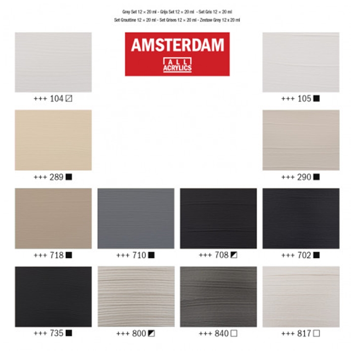 Set akrilnih boja AMSTERDAM dream and create Grey 12 x 20 ml