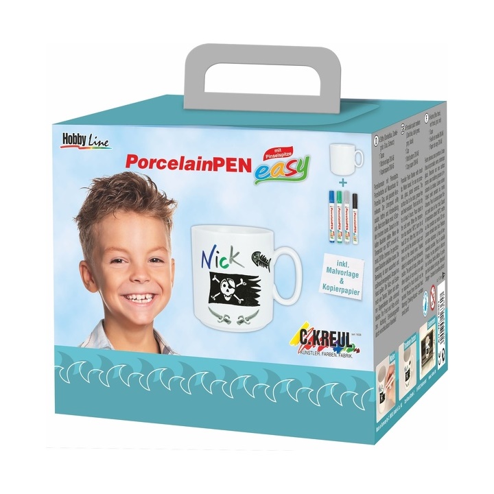 Flomasteri za porcelan za dečake - KREUL - set od 4 dela sa šoljicom