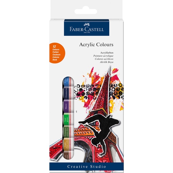 Set akrilnih boja za početnike FABER - CASTELL - 12-delni