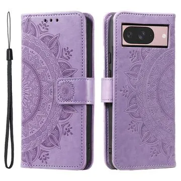 GOOGLE PIXEL 11 MANDALA WALLET CASE WITH WRIST STRAP - PURPLE