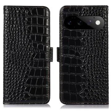 GOOGLE PIXEL 11/11 PRO CROCODILE SERIJA KOŽNA MASKA-NOVČANIK SA RFID-OM - CRNA