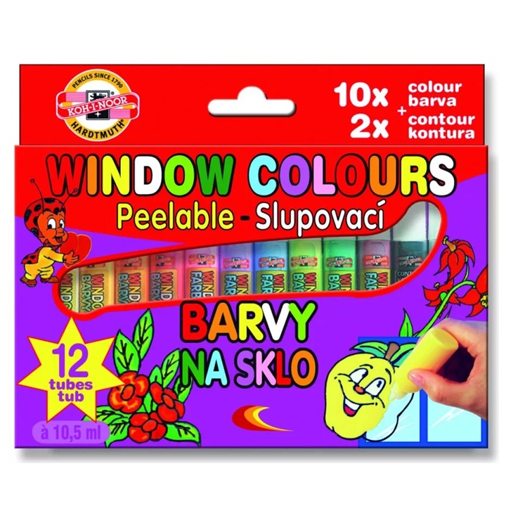 KOH-I-NOOR set boja za staklo koje se mogu skinuti, 12x10 ml