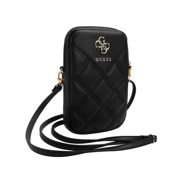GUESS QUILTED 4G METAL LOGO PHONE BAG WITH ADJUSTABLE STRAP - BLACK