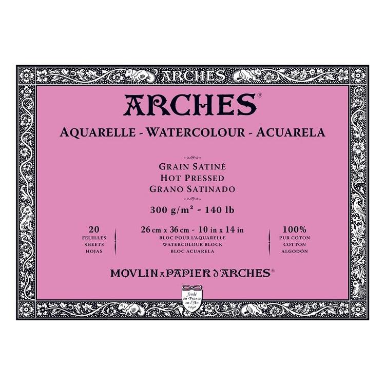 Blok ARCHES® Aquarelle Watercolour Hot Pressed - 36 x 51 cm