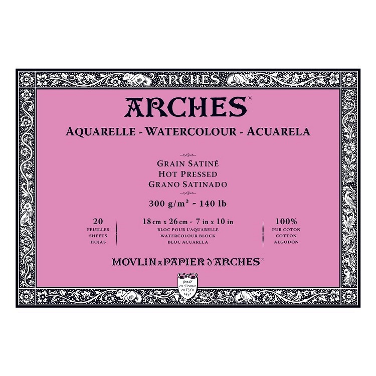 Blok ARCHES® Aquarelle Watercolour Hot Pressed - 18 x 26 cm