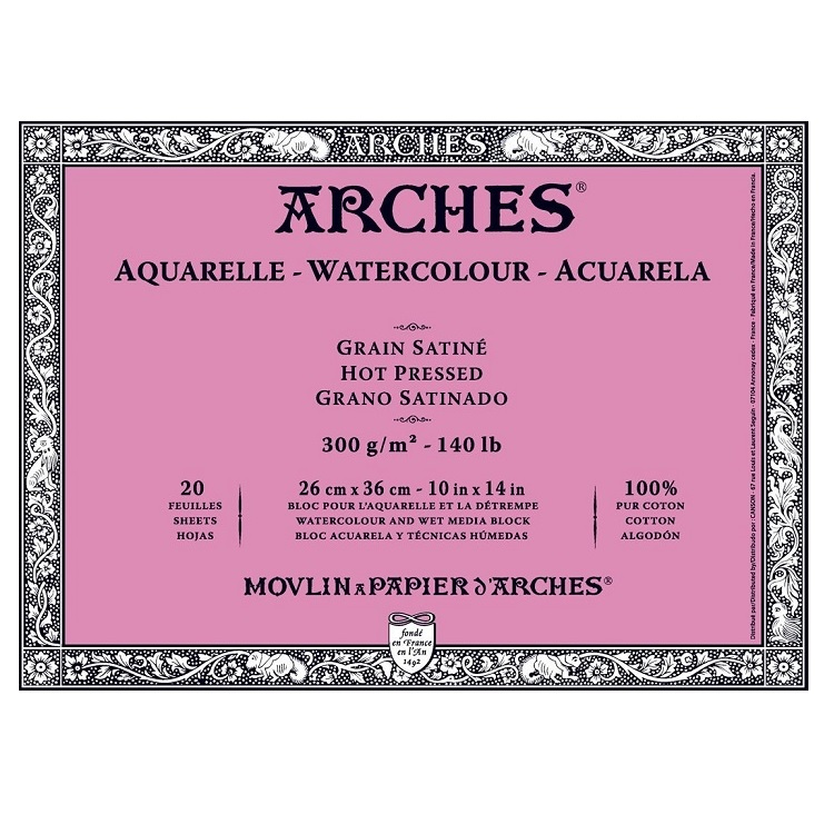 Blok ARCHES® Aquarelle Watercolour Hot Pressed - 26 x 36 cm