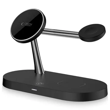 TECH-PROTECT A12 3-IN-1 MAGSAFE WIRELESS CHARGER 15W WITH BUILT-IN LED LAMP (OPEN BOX - BULK SATISFACTORY) - BLACK