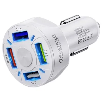 QC3.0 BRZI AUTO PUNJAČ BK-358 - 4 X USB - BELI
