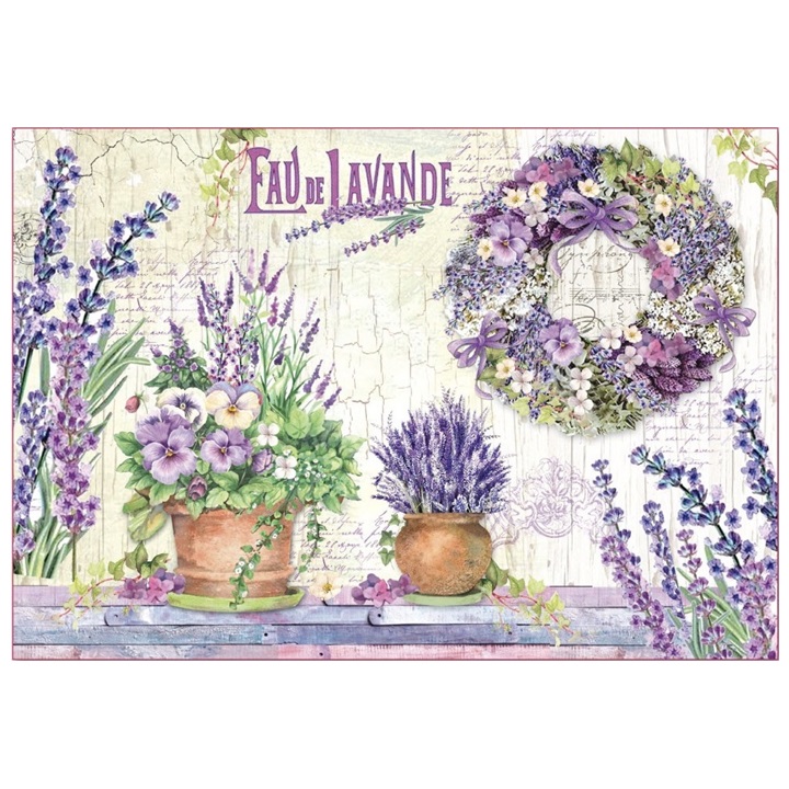 Pirinčani papir za dekupaž A3 Stamperia - Lavanda